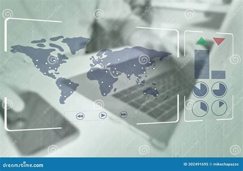 Plot Locations On World Map With Controller Stock Image Image Of