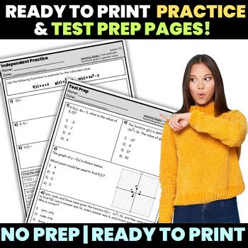 Evaluating Functions With Function Notation Guided Notes Practice Exit Ticket