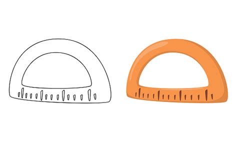 라인 아트와 캐주얼 스타일의 흰색 배경에 고립 된 각도기 벡터 일러스트 레이 션 세트 각도에 대한 스톡 벡터 아트 및 기타 이미지 각도 각도기 개체 그룹 Istock