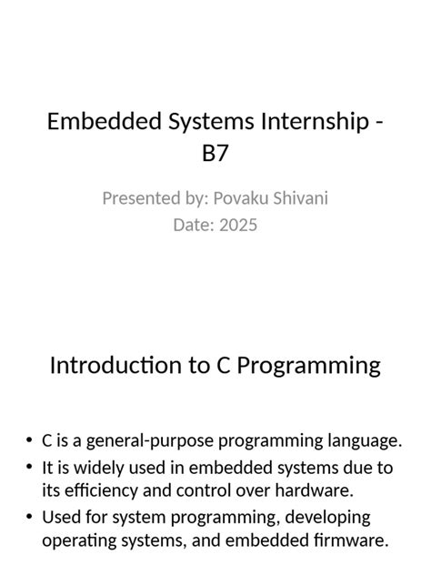 Embedded Systems Internship Detailed Presentation Pdf Microcontroller Pointer Computer