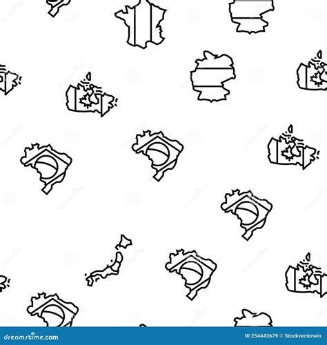 Country World Map Global Travel Vector Seamless Pattern Stock Vector