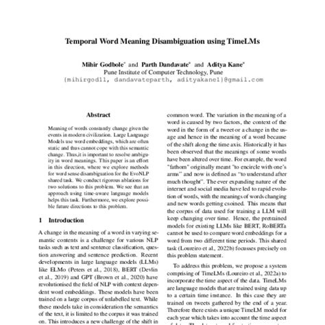 Temporal Word Meaning Disambiguation Using Timelms Acl Anthology