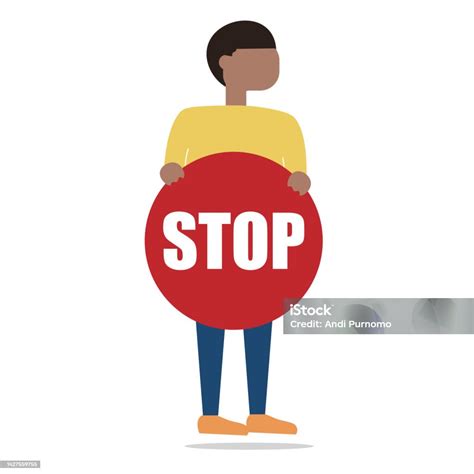 흑인 아프리카 계 미국인 아프리카 남성 손이 빨간색 둥근 표지판 배너를 들고 흡연을 중단하고 아동 학대를 중단하고 교통 표지판을 멈추고 인종 차별 주의자를 멈추게하는