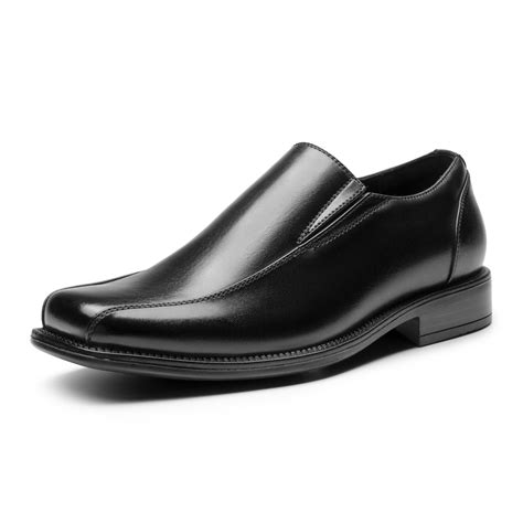 Bruno Marc Mens State 01 Black Leather Lined Square Toe Dress Loafers