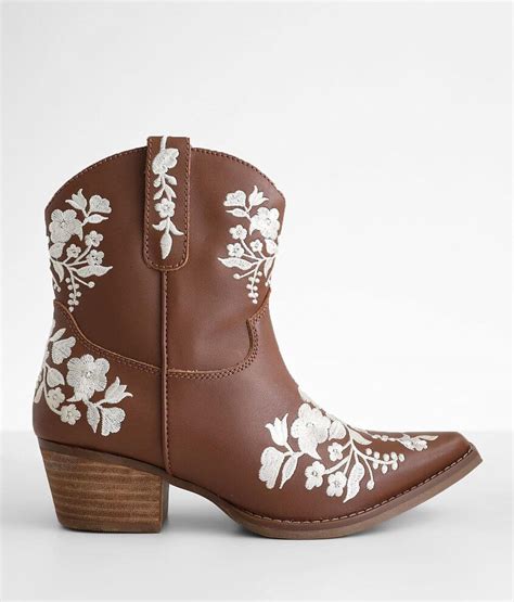 Dingo Take A Bow Leather Western Ankle Boot Womens Shoes In Whiskey Buckle