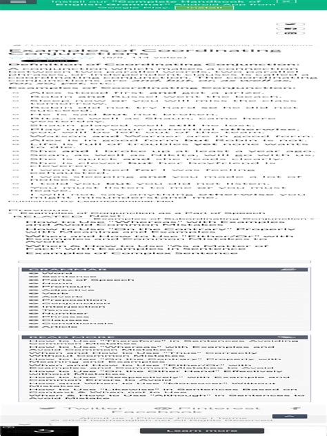 Examples Of Coordinating Conjunctions Learn English Pdf
