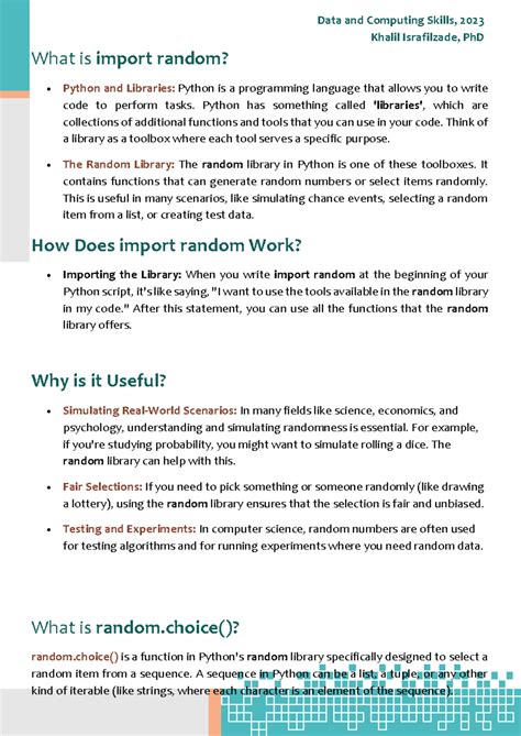 Understanding Python Random Library Data And Computing Skills 2023
