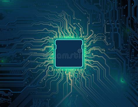 Abstract Processor Computer Digital Chip Printed Circuit Board Artificial Intelligence Stock