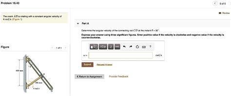 Solved Problem 1643 5 Of 5 Ii Review The Crank Ab Is Rotating With A