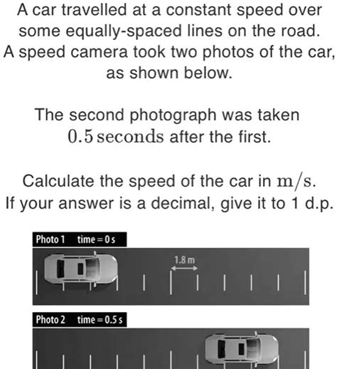 solved a car travelled at a constant speed over some equally spaced
