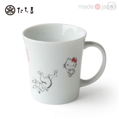 Japan Sanrio Tachikichi Choju Jinbutsu Giga Mug Hello Kitty Sumo