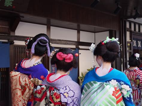 Premium Photo Rear View Of Women With Woman In Traditional Japanese