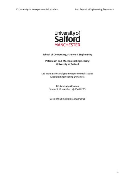 Lab Report Dynamics Download Free Pdf Accuracy And Precision