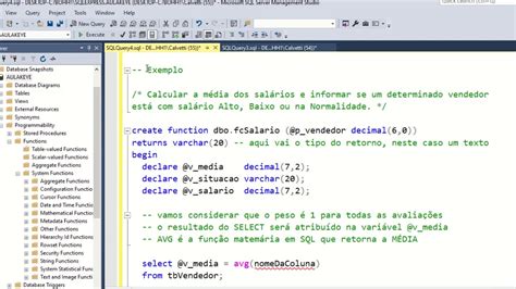 Vídeo Aula Sqlserver Criar Funções Functions Youtube