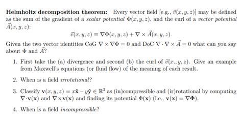 Solved Helmholtz Decomposition Theorem Every Vector Field