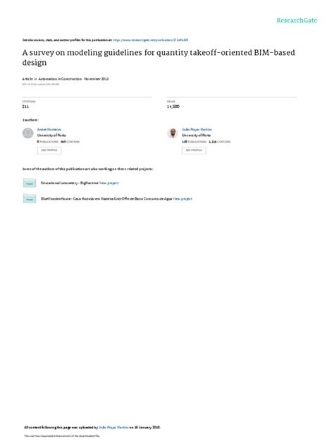 A Survey On Modeling Guidelines For Quantity Takeoff Oriented Bim Based