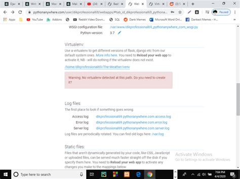 Im Trying To Host My Web App On Pythonanywhere And Among The Setting I