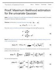 Univariate Gaussian Maximum Likelihood Estimation Course Hero