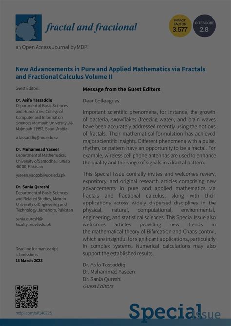 Pdf Special Issue Volume Ii In Mdpi Journal Fractal And Fractional New Advancments In Pure And