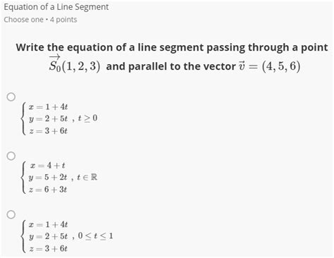 Solved Equation Of A Line Segment Choose One 4 Points