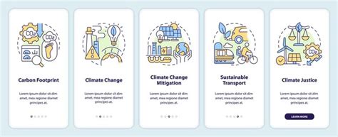 Premium Vector Colorful Linear Icons Representing Carbon Border Adjustment Mobile App Screen