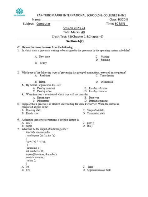 Crash2 2nd Year Comp 2024 Pdf Parameter Computer Programming Integer Computer Science