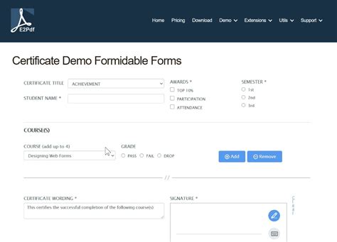 Send Formidable Forms To A Pdf Certificate E2pdf Blog