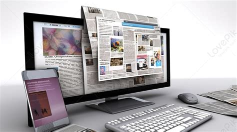 컴퓨터 모니터에 표시되는 뉴스의 3d 렌더링 배경 감시 장치 배경 3d 배경 모바일 기술 배경 이미지 Hd 감시 장치 3d 모바일 기술 배경 사진 무료 다운로드