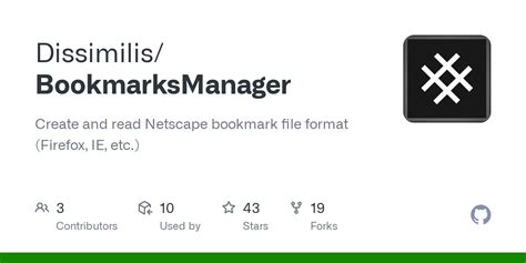 GitHub Dissimilis BookmarksManager Create And Read Netscape Bookmark File Format Firefox IE