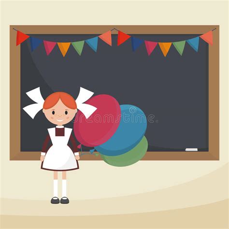 Soviet Cartoon Schoolgirl In Library Stock Vector Illustration Of