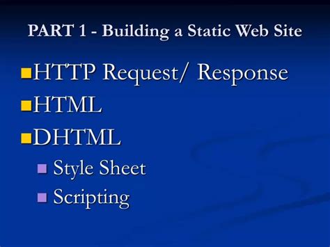 PPT PART Building A Static Web Site PowerPoint Presentation Free Download ID