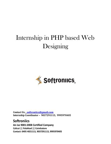 Internship In Php Based Web Designing Pdf