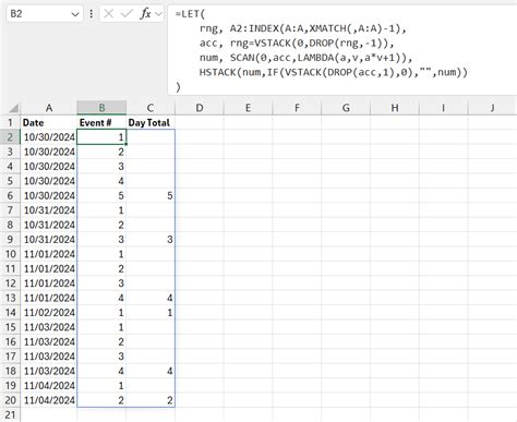 Excel How To Continuously Count Cells Till The Same Value Is Reached Stack Overflow