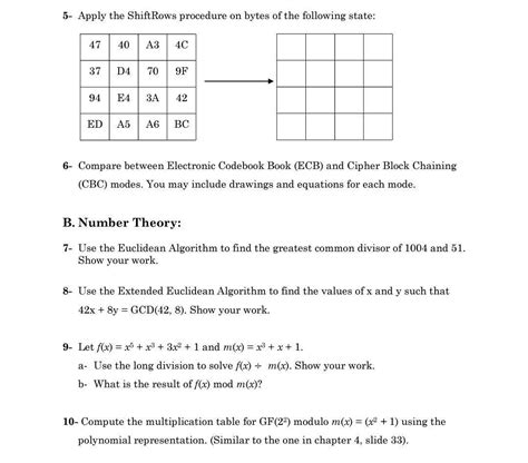5 Apply The Shift Rows Procedure On Bytes Of The