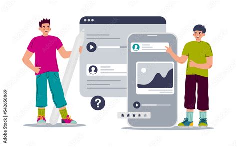 Ui Ux Designer Arrangement Interface Elements Of The Application And Sites Two Men Are Working
