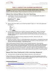 Edtpa Context For Learning Docx Elementary Literacy Task Context For Learning Information