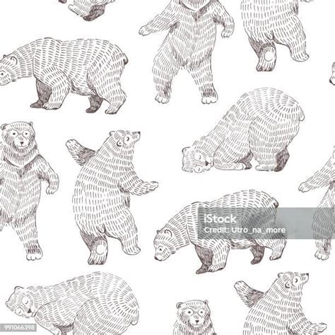손으로 그린 재미 있는 베어스와 벡터 완벽 한 배경입니다 Hipster 세련 된 디자인입니다 곰에 대한 스톡 벡터 아트 및 기타