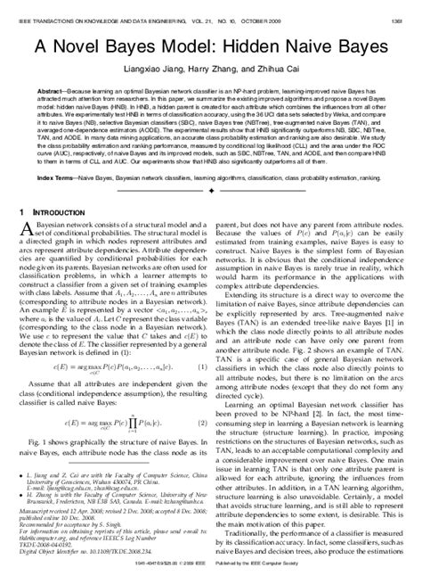 Pdf A Novel Bayes Model Hidden Naive Bayes