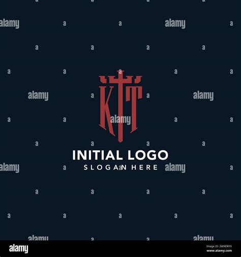 Kt Initial Monogram Logos With Sword And Shield Shape Design Ideas Stock Vector Image And Art Alamy