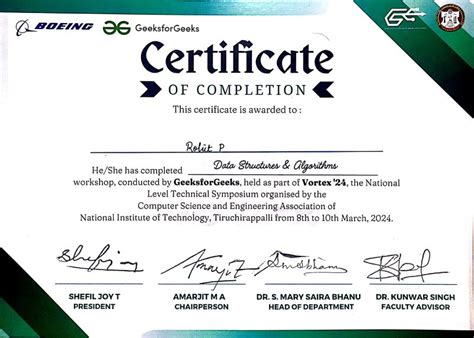 Completed Data Structures And Algorithms Workshop At Vortex Rohit Prakash Posted On The Topic