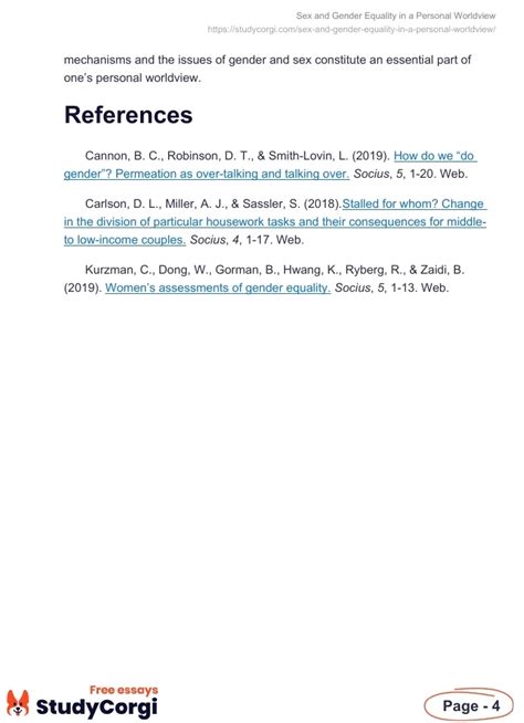 Sex And Gender Equality In A Personal Worldview Free Essay Example