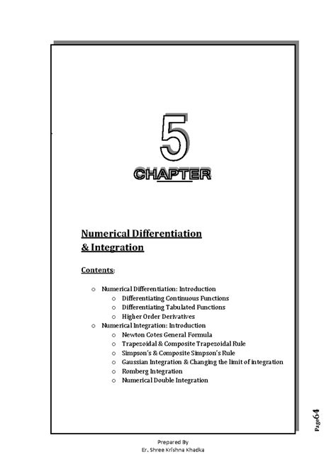 5 numerical differentiation and integration prepared by page 64
