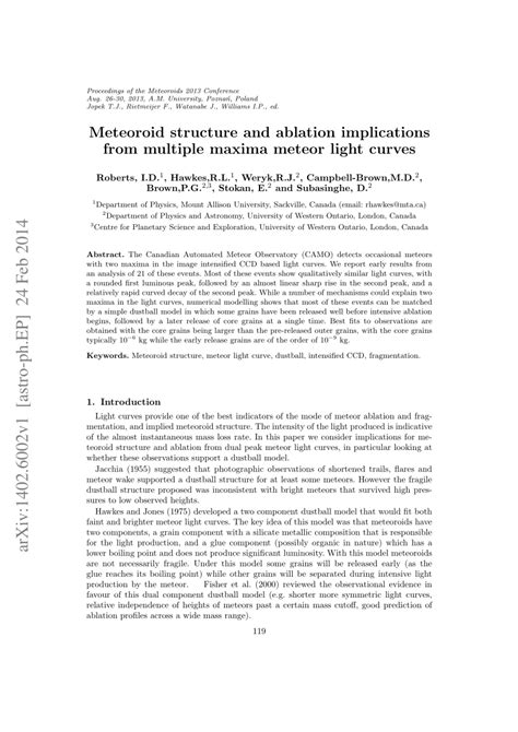 Pdf Meteoroid Structure And Ablation Implications From Multiple