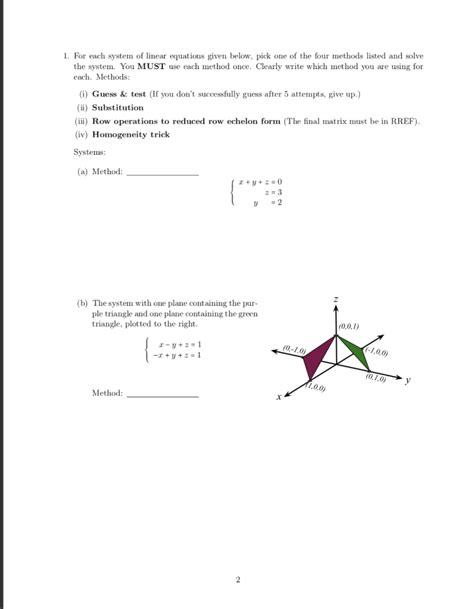 Solved 1 For Each System Of Linear Equations Given Below