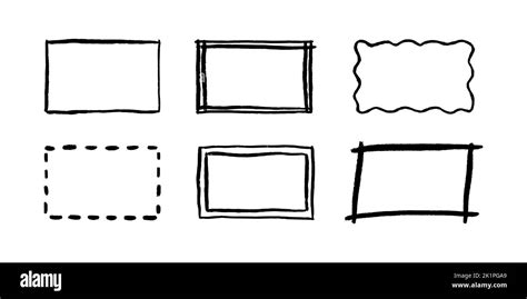 Free Hand Drawn Rectangle Frames Set Doodle Rectangular Shape Scribble Pencil Square Text Box