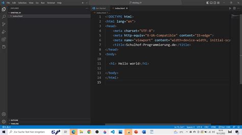 Html Hello World Code Schulhof Programmierung De