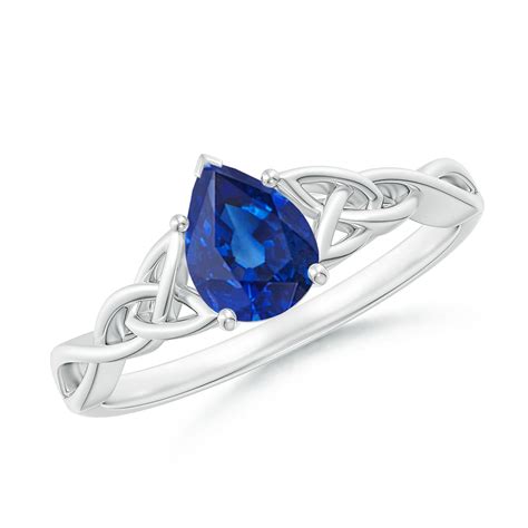 Pear Shaped Blue Sapphire Celtic Knot Engagement Ring