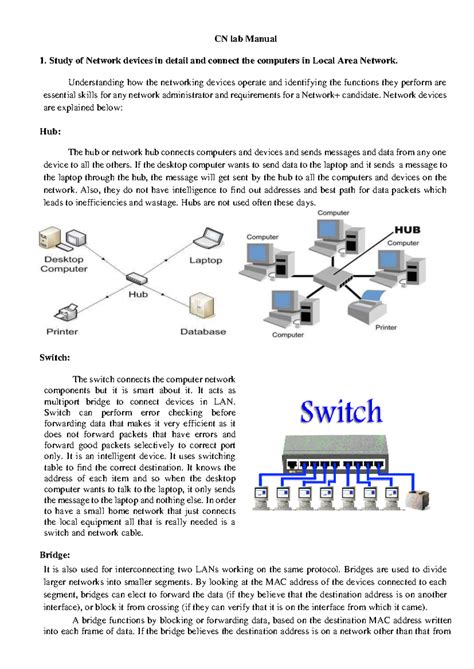 Cn Lab Manual CN Lab Manual 1 Study Of Network Devices In Detail And Connect The Computers In