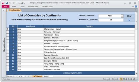Ms Access Row Number On Continuous Form Microsoft Access Programs