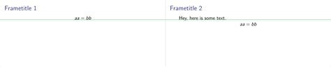 equations top aligned beamer frame remove automatic paragraph
